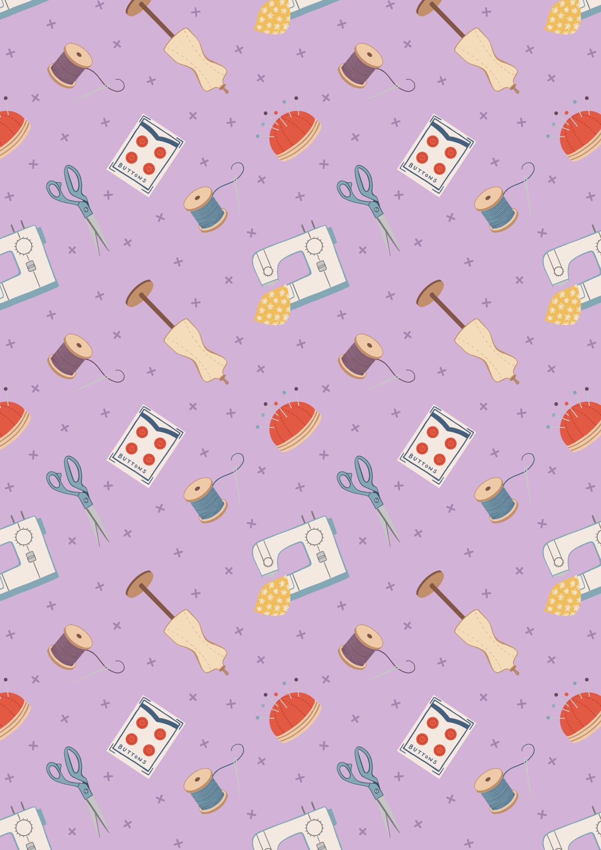 Dressmaking on Light Purple Lewis and Irene 100% Cotton Fabric (112cm ...