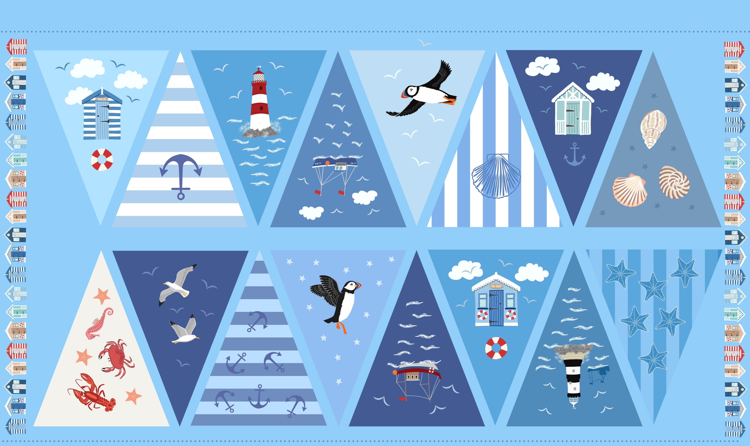 Small Things Coastal Bunting Panel Lewis and Irene 100% Cotton Fabric ...
